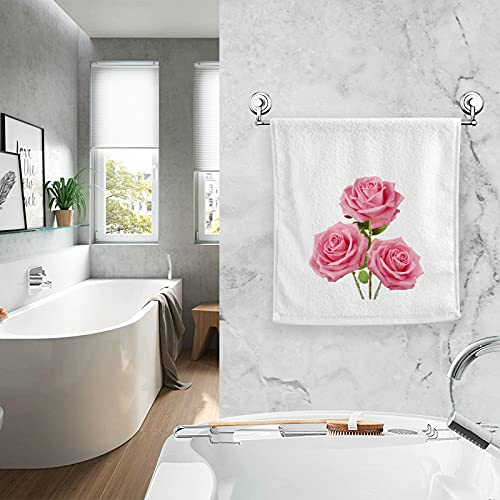 ALAZA Pink Rose Flower Flroal Towels 100% Cotton Hand Towel for Bathroom 16 x 30 inch, Absorbent Soft & Skin-Friendly, 1 Piece