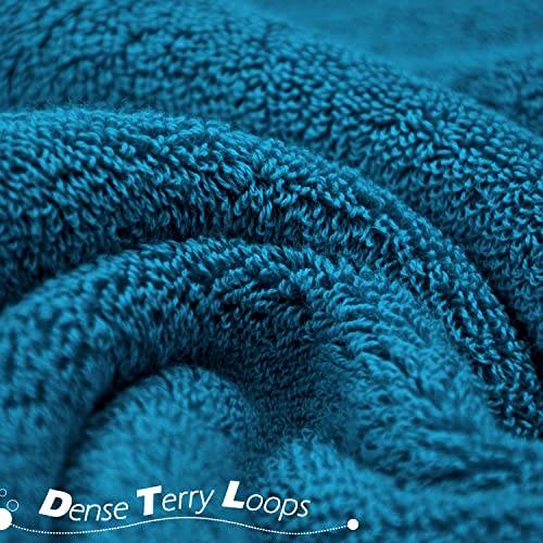 Cleanbear Cotton Hand Towel Thick Bathroom Hand Towels - 2 Pack (Peacock Blue), 13 x 28 Inches