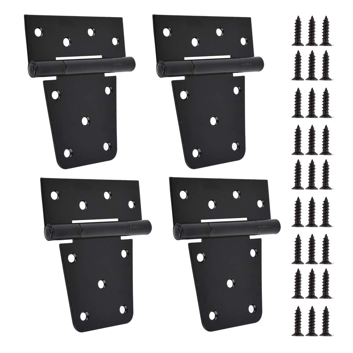 TamBee Black Gate Hinges Shed Hinges Heavy Duty Gate Hinges for Wooden Fences Barn Door Hinges for Wood Outdoor 3.5inch with Screws (Pack of 4)