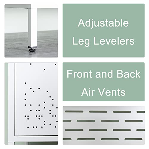 YEEZER Metal Wardrobe, Storage Cabinet with Hanging Rod,Armoire with Magnetic Door and 2 Freely Adjustable Shelves 74" H x 31.5" W x 20" D (White)