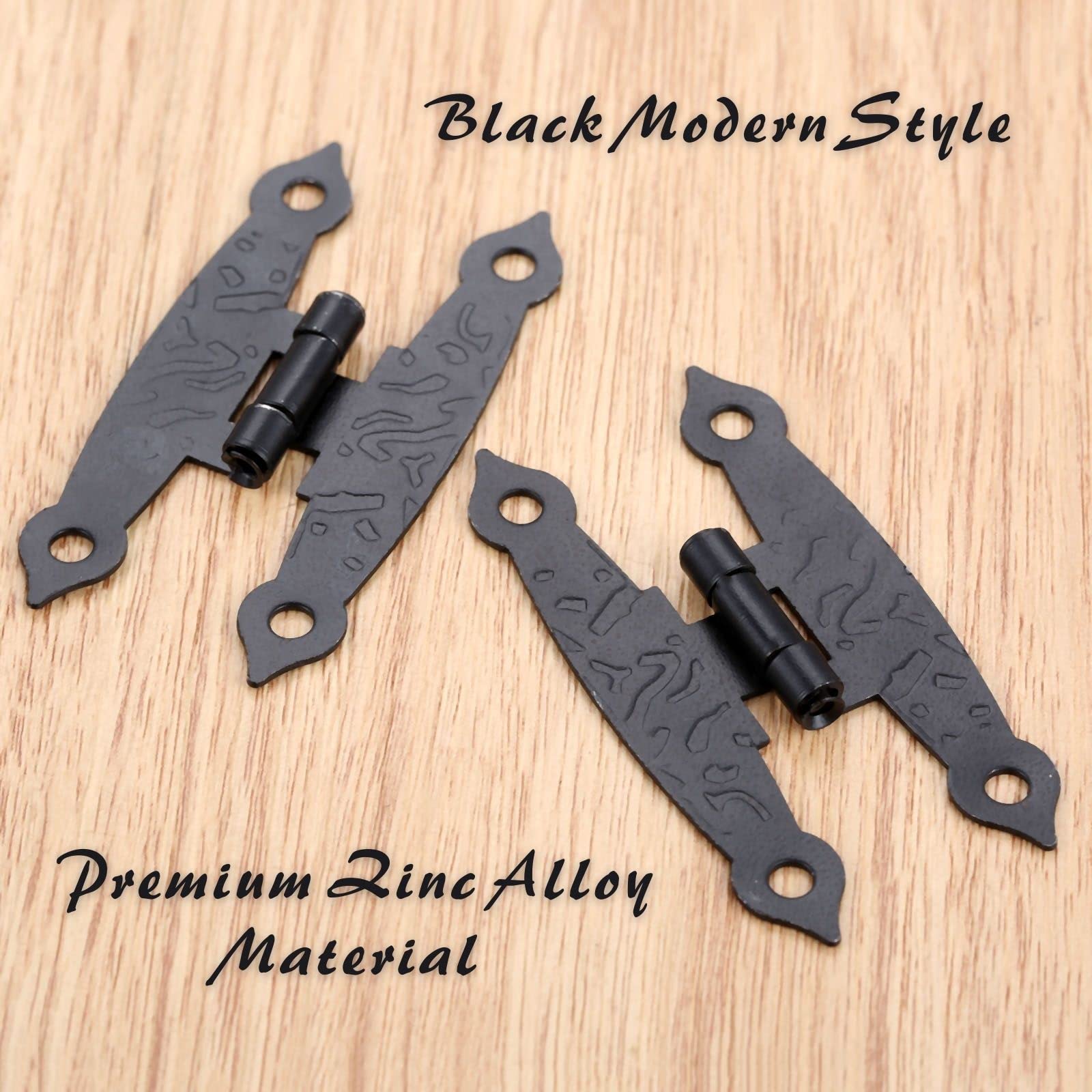 Black H Cabinet Hinges, Yetaha 10PCS Antique Decorative Metal Hinge for Doors Windows Kitchen Furniture Cupboard Wardrobe Wooden Boxes, with Mounting Screws (2.56 Inch x 1.29 Inch)