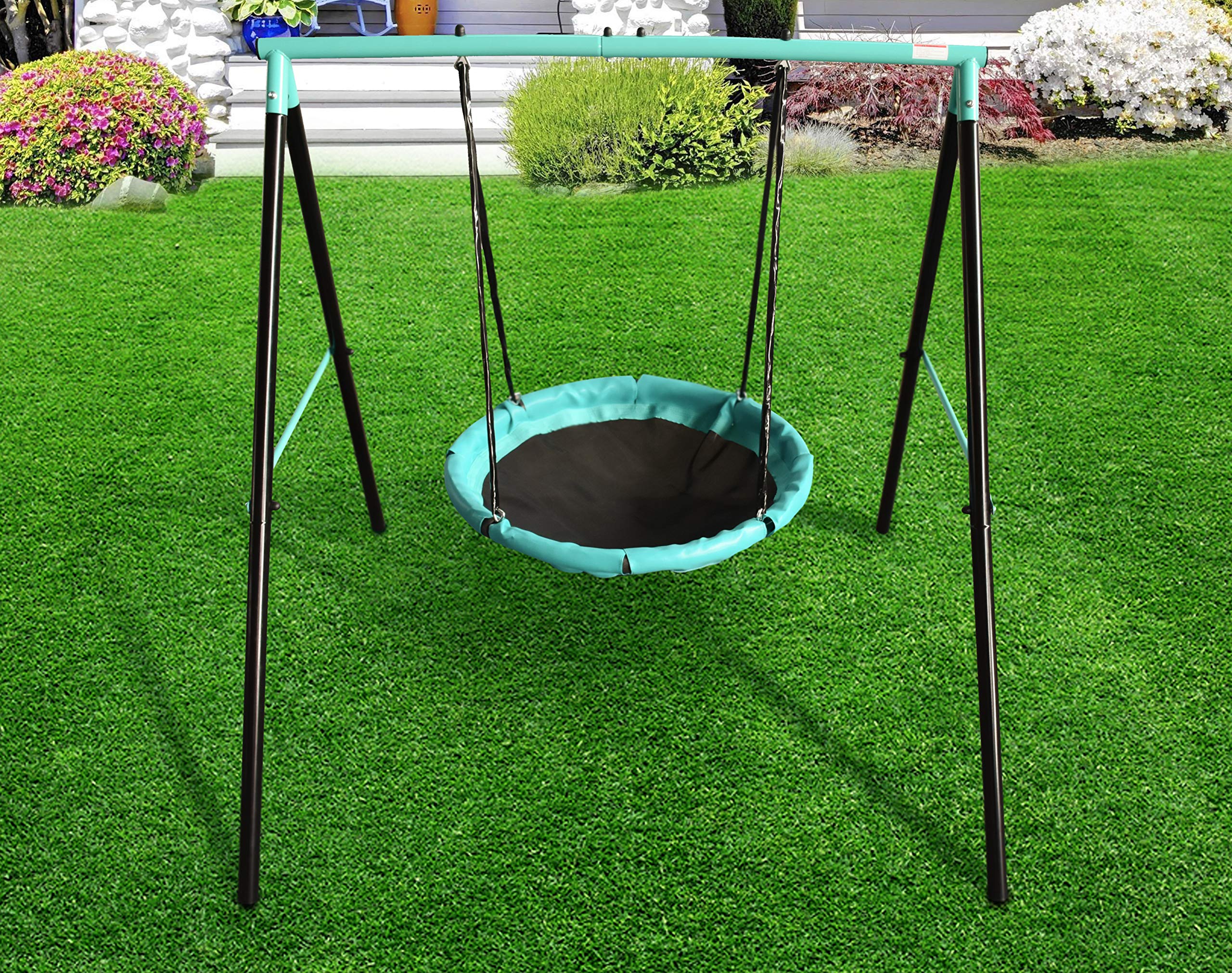 UFO A-Frame Metal Swing Set for 1 or 2 Children, Kids & Toddlers