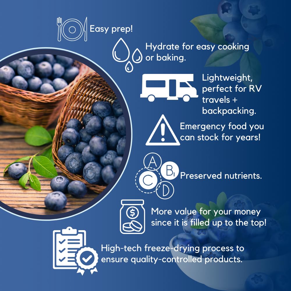 Ready Harvest Freeze-dried Blueberries | Blueberries Freeze-dried Fruit Snacks | Healthy Snacks Trail Mix | Camping food, School Snacks or Emergency Food Supply 30 Years | #10 Can