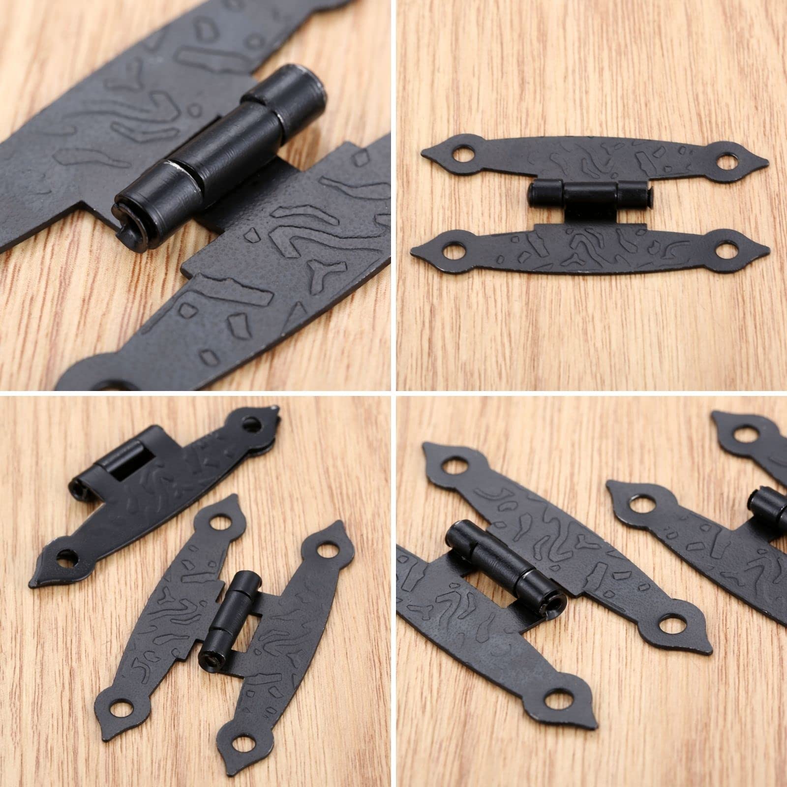 Black H Cabinet Hinges, Yetaha 10PCS Antique Decorative Metal Hinge for Doors Windows Kitchen Furniture Cupboard Wardrobe Wooden Boxes, with Mounting Screws (2.56 Inch x 1.29 Inch)