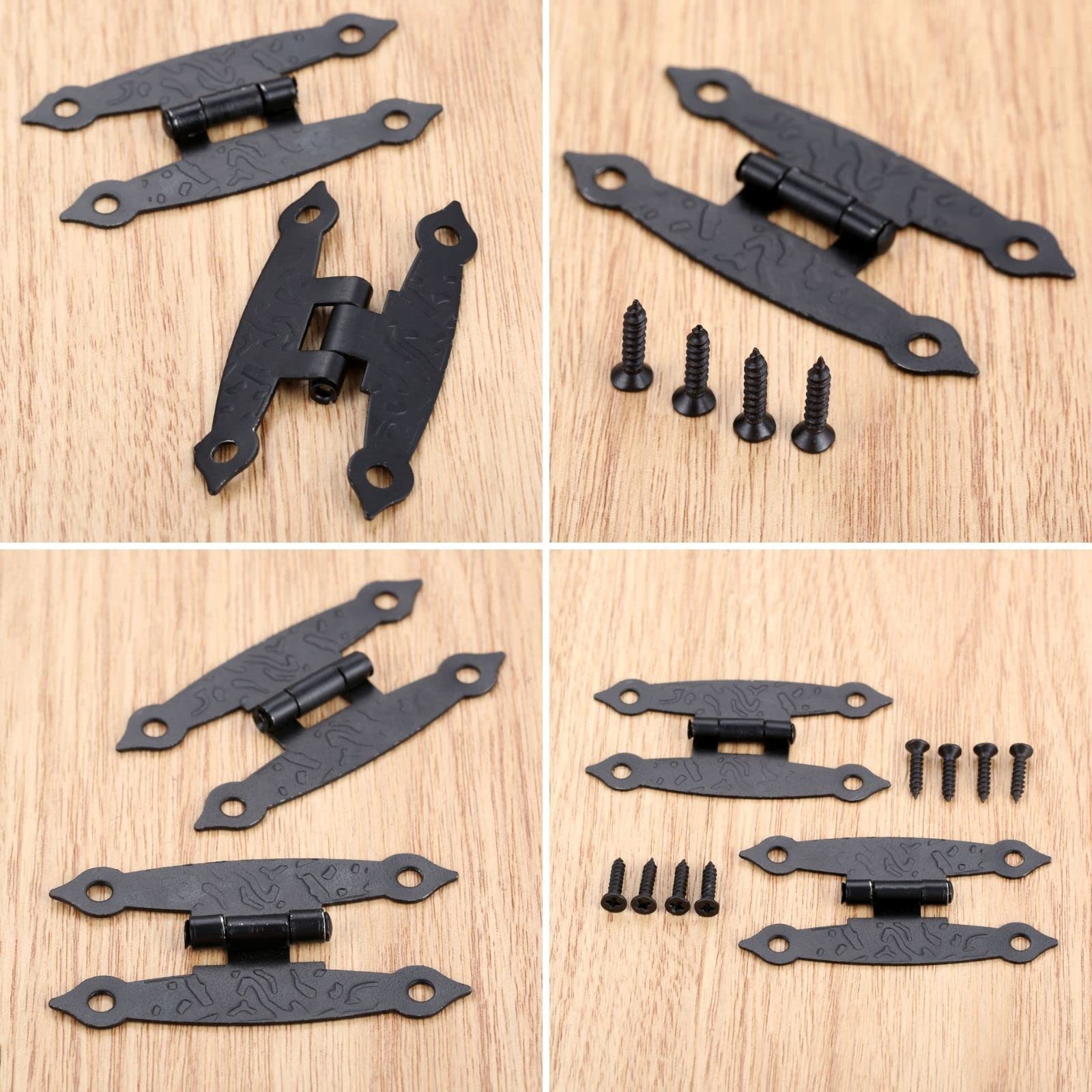Black H Cabinet Hinges, Yetaha 10PCS Antique Decorative Metal Hinge for Doors Windows Kitchen Furniture Cupboard Wardrobe Wooden Boxes, with Mounting Screws (2.56 Inch x 1.29 Inch)