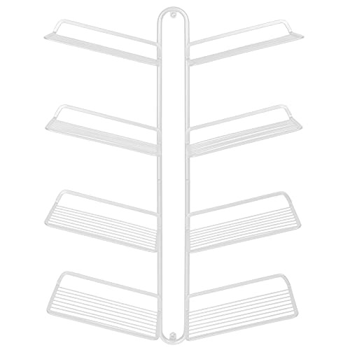 mDesign Modern Metal Shoe Display & Storage Rack - Perfect for Sneaker Heads - Store Your Collection of Kicks - 4 Tier, Wall Mount - White