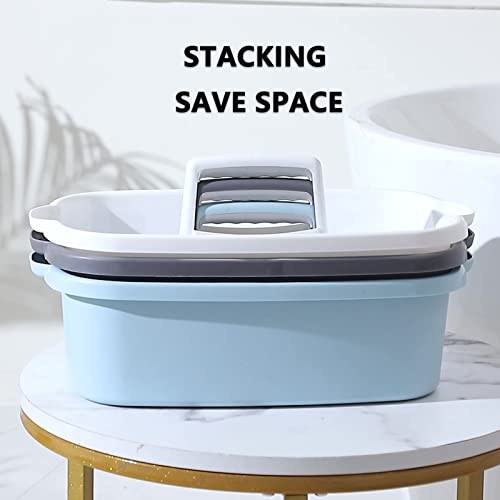 JiatuA Large Plastic Storage Basket Portable Shower Caddy Tote Organizer Basket with Handle for Bathroom, Bedroom, Kitchen, College Dorm, Garden, Garage, Tool, Cleaning Supplies, Dark Gray