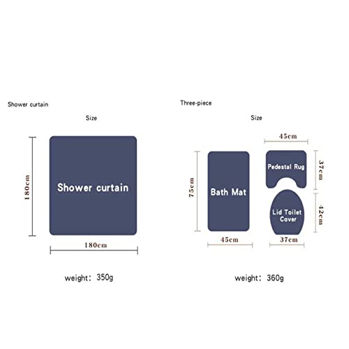 4 PCS Christmas Shower Curtain Sets with Rugs, 72x72 Polyester Shower Curtains Christmas Tree Wreath Santa Claus Snowman Patterned, with Bath Mat Xmas Decor Christmas Decorations for Bathroom