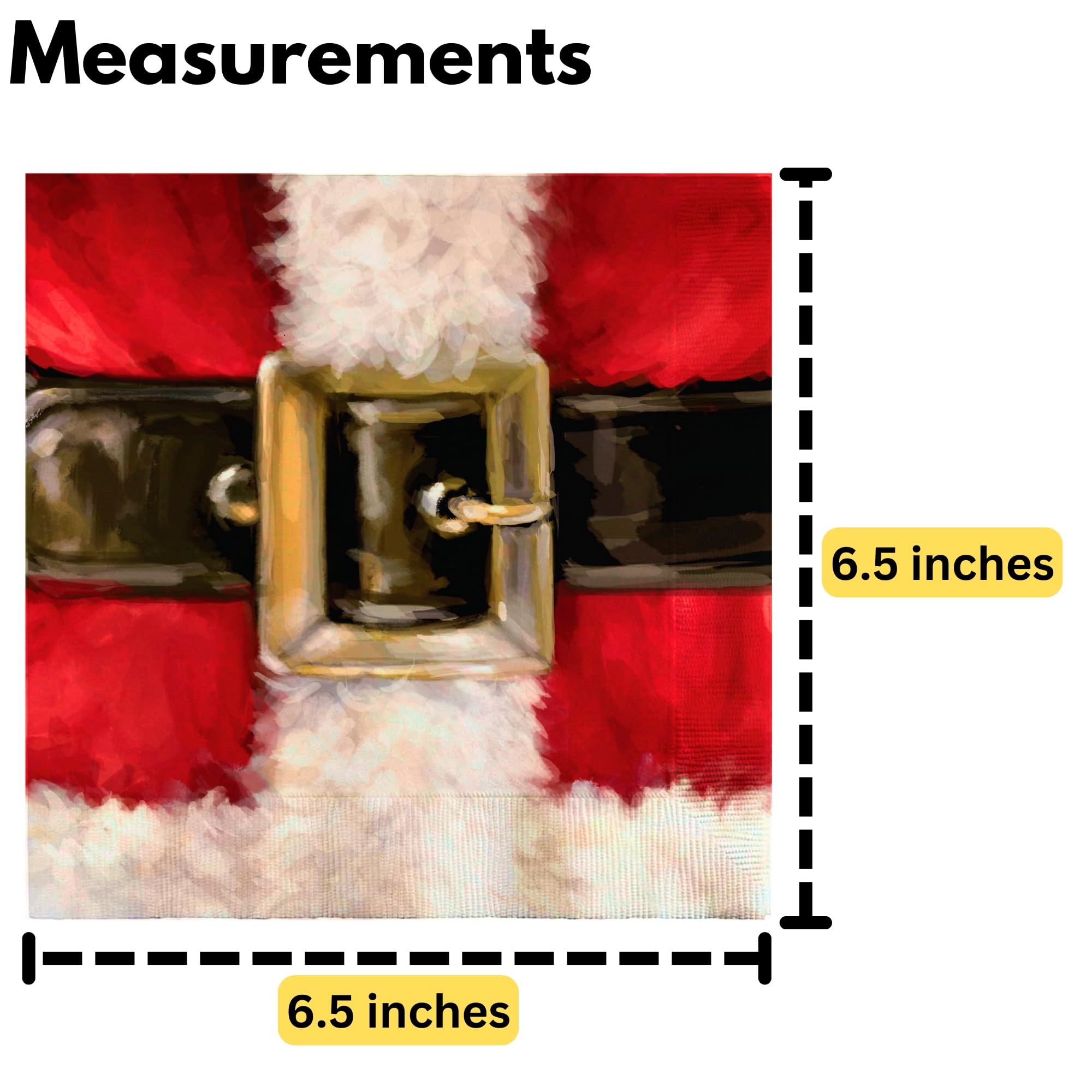Iconikal Disposable Dinner Christmas Paper Party Napkins, Santa's Belt Buckle, 75-Count