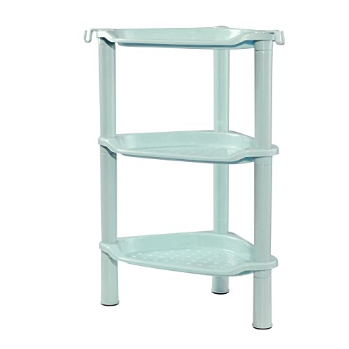 3 Tier Shower Caddy Organizer Shelf Corner, 13.5 x 10 x 26 Inches, Rustproof, Plastic Shower Rack Stands for Inside Bathroom, Bathtub, Shower pan, Blue (Round Slot Blue 3 Tier)