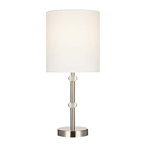 Amazon Brand β Ravenna Home Contemporary Metal Table Lamp with Acrylic Accents, LED Bulb Included, 19.5"H, Brushed Nickel