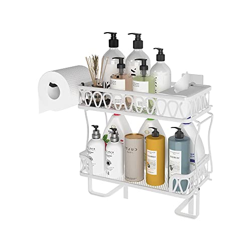 Shower Caddy Organizer Shelf Basket With Towel Rack,LGEMEE No Drilling Traceless Adhesive Bathroom Shelf Storage Organizer for Bathroom,Lavatory,Washroom,Restroom,Shower,Toilet,Kitchen(White)