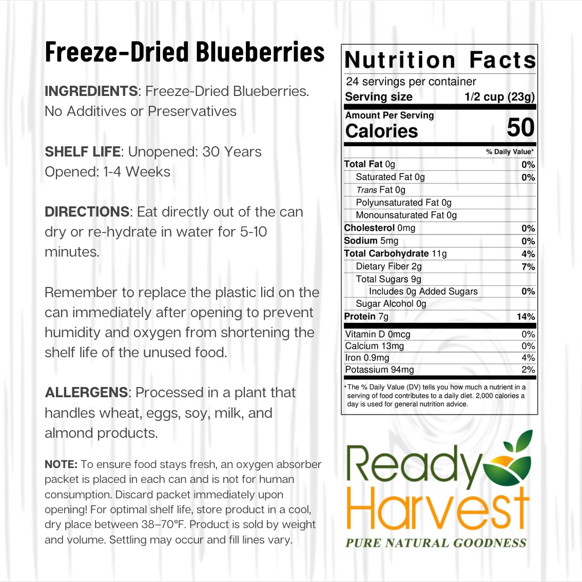 Ready Harvest Freeze-dried Blueberries | Blueberries Freeze-dried Fruit Snacks | Healthy Snacks Trail Mix | Camping food, School Snacks or Emergency Food Supply 30 Years | #10 Can