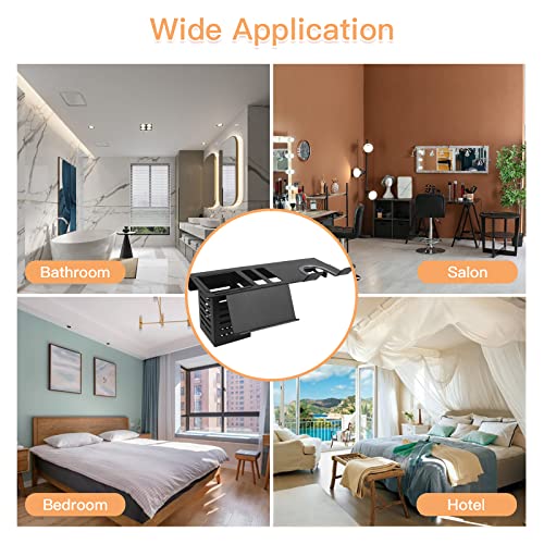 Blow Dryer and Straightener Holder, Yimerlen Hair Holder Wall Mounted Tools Organizer, Bathroom Ultifunctional Straighteners (with Mobile Phone Holder, Black)