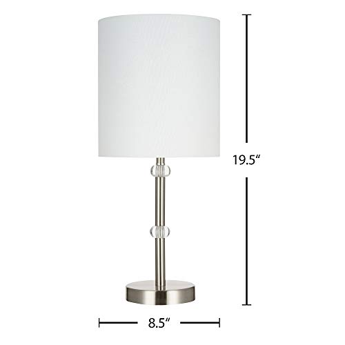 Amazon Brand β Ravenna Home Contemporary Metal Table Lamp with Acrylic Accents, LED Bulb Included, 19.5"H, Brushed Nickel