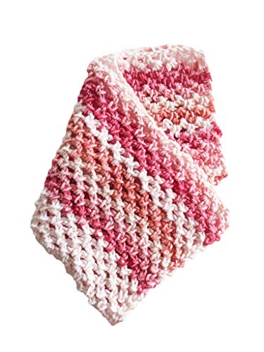 Pink Ombre Stripe Hand Crochet Wash Cloth - Approx 10 x 11 inches, 1 pc