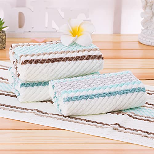 Pidada Hand Towels Set of 2 Striped Pattern 100% Cotton Soft Absorbent Decorative Towel for Bathroom 13.4 x 29.5 Inch (Green)