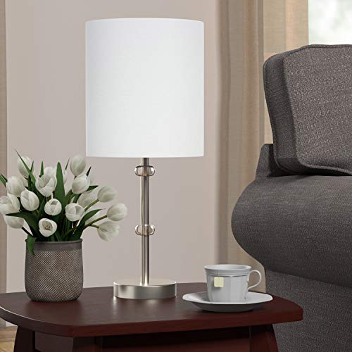 Amazon Brand β Ravenna Home Contemporary Metal Table Lamp with Acrylic Accents, LED Bulb Included, 19.5"H, Brushed Nickel