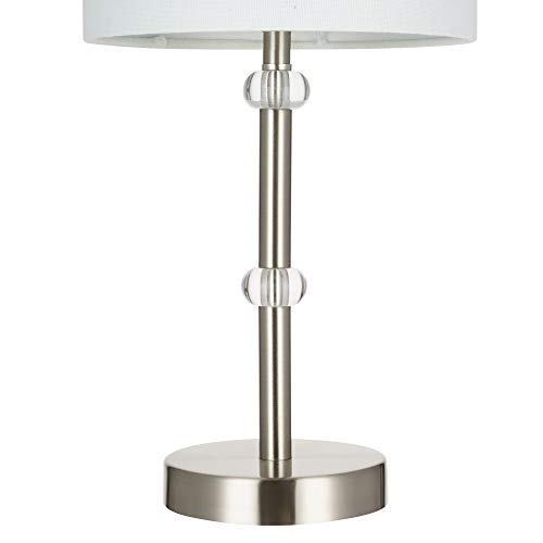 Amazon Brand β Ravenna Home Contemporary Metal Table Lamp with Acrylic Accents, LED Bulb Included, 19.5"H, Brushed Nickel