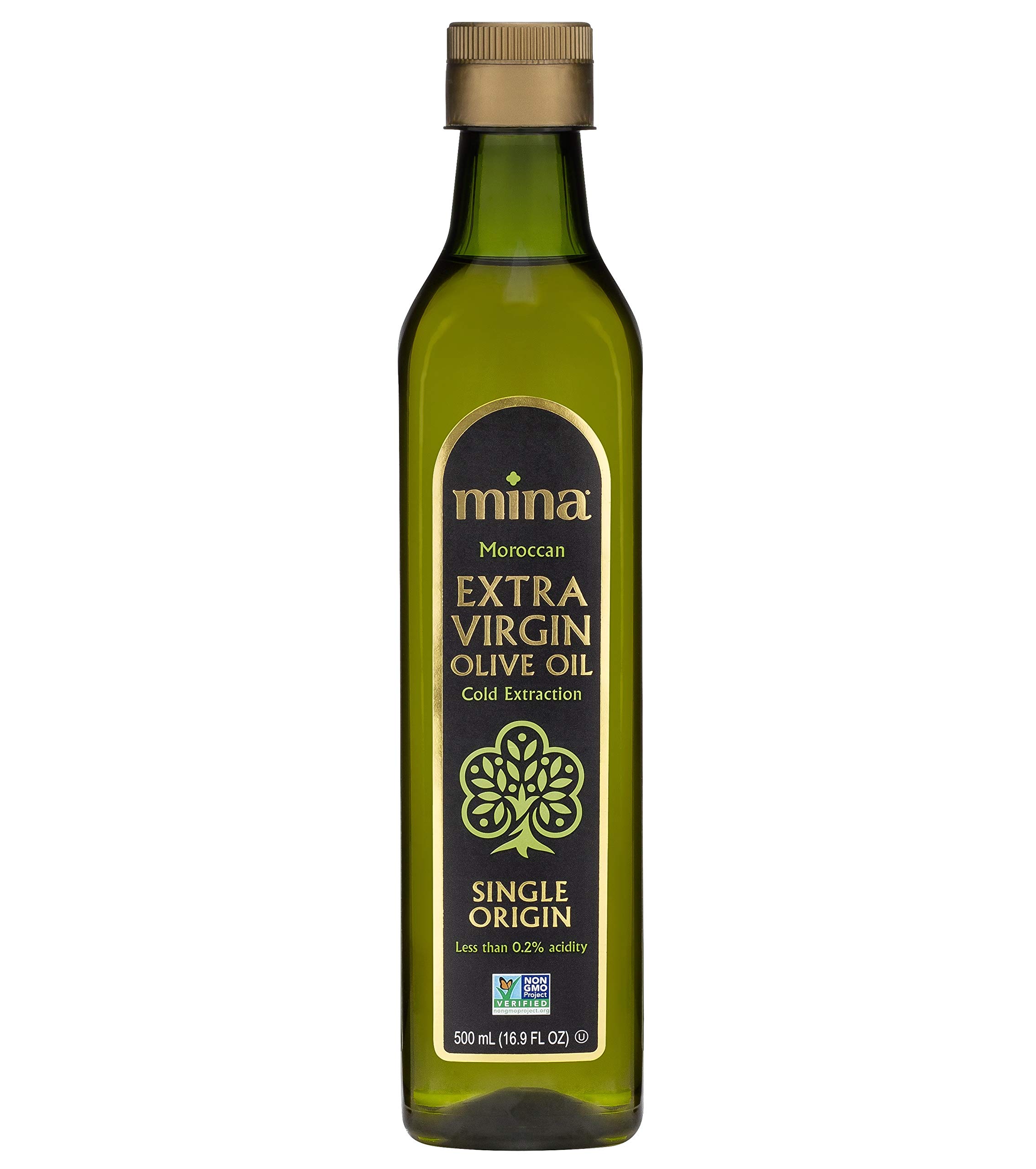 Mina Olive Oil Extra Virgin 16.9 Fl Oz, New Harvest, Polyphenol Rich Olive Oil for Cooking, Moroccan Extra Virgin Olive Oil, Single Origin Olive Oil, Cold Extraction, Less than 0.2% Acidity, 500 ml