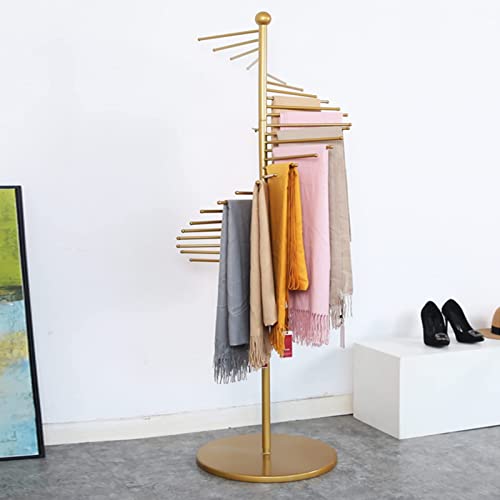 RUDANDAN Commercial Clothes Display Rack Metal Iron Scarf Stand Floor -Standing Sheets Belt Suit Pants Hanging Rack ,150/170cm Height(Color:Gold,Size:42x170cm)