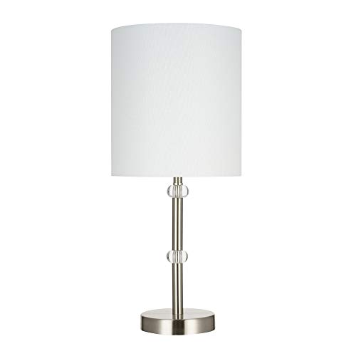 Amazon Brand – Ravenna Home Contemporary Metal Table Lamp with Acrylic Accents, LED Bulb Included, 19.5"H, Brushed Nickel