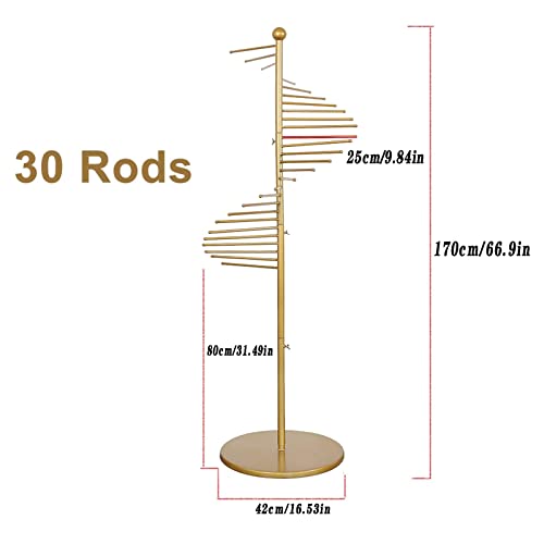 RUDANDAN Commercial Clothes Display Rack Metal Iron Scarf Stand Floor -Standing Sheets Belt Suit Pants Hanging Rack ,150/170cm Height(Color:Gold,Size:42x170cm)