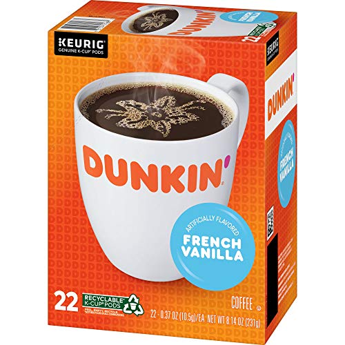 Dunkin' French Vanilla Flavored Coffee, 22 Keurig K-Cup Pods