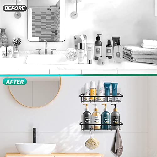 Shower Caddy Bathroom Organizer 3-Pack Adhesive Shower Shelves Rustproof Shower Shelf for Inside Shower Storage with Soap Holder and Adhesives