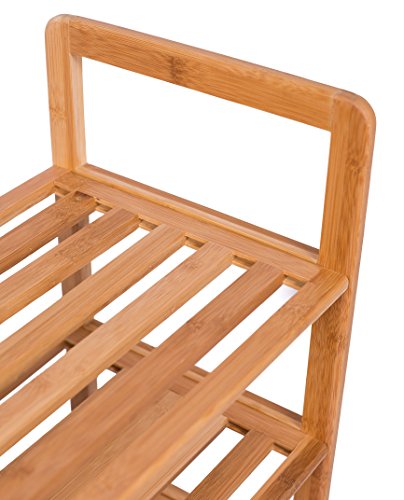 BirdRock Home 3 Tier Free Standing Shoe Rack with Handles - Bamboo - Wood - Closets and Entryway - Organizer - Fits 9 Pairs of Shoes