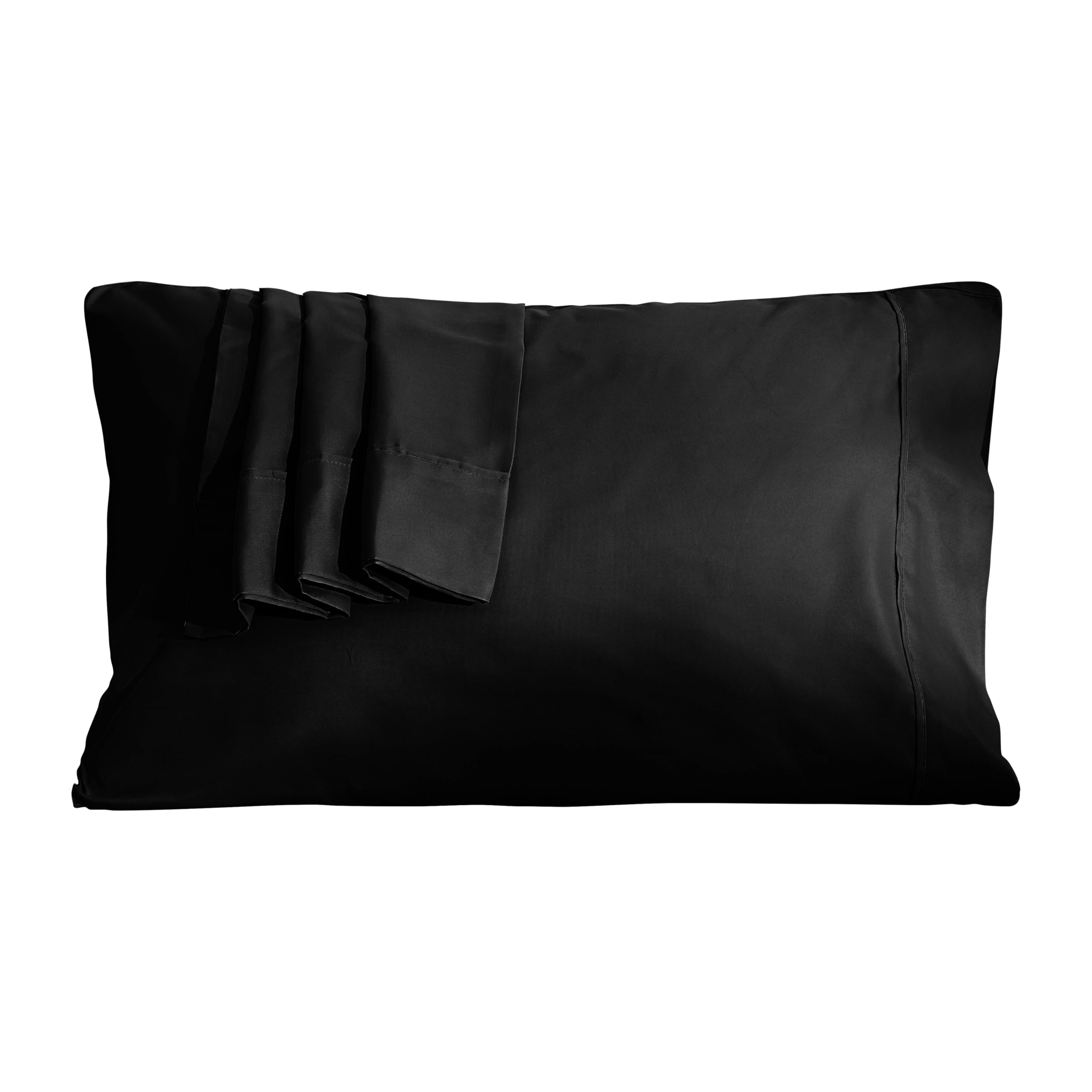 Pillowcases Queen Black Set of 4 Envelope Closure End Easy Fit for All Season Warm Soft and Breathable Material Machine Washable