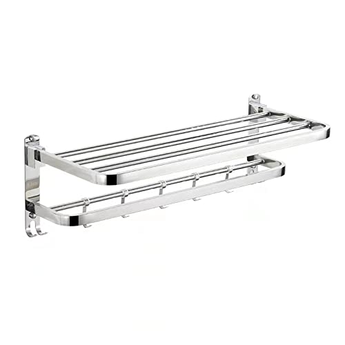 WKZZTCGD Brushed Nickel Towel Racks for Bathroom,304 Stainless Steel with Towel Hooks,Wall Mounted Shelf Double Towel Bar Holder