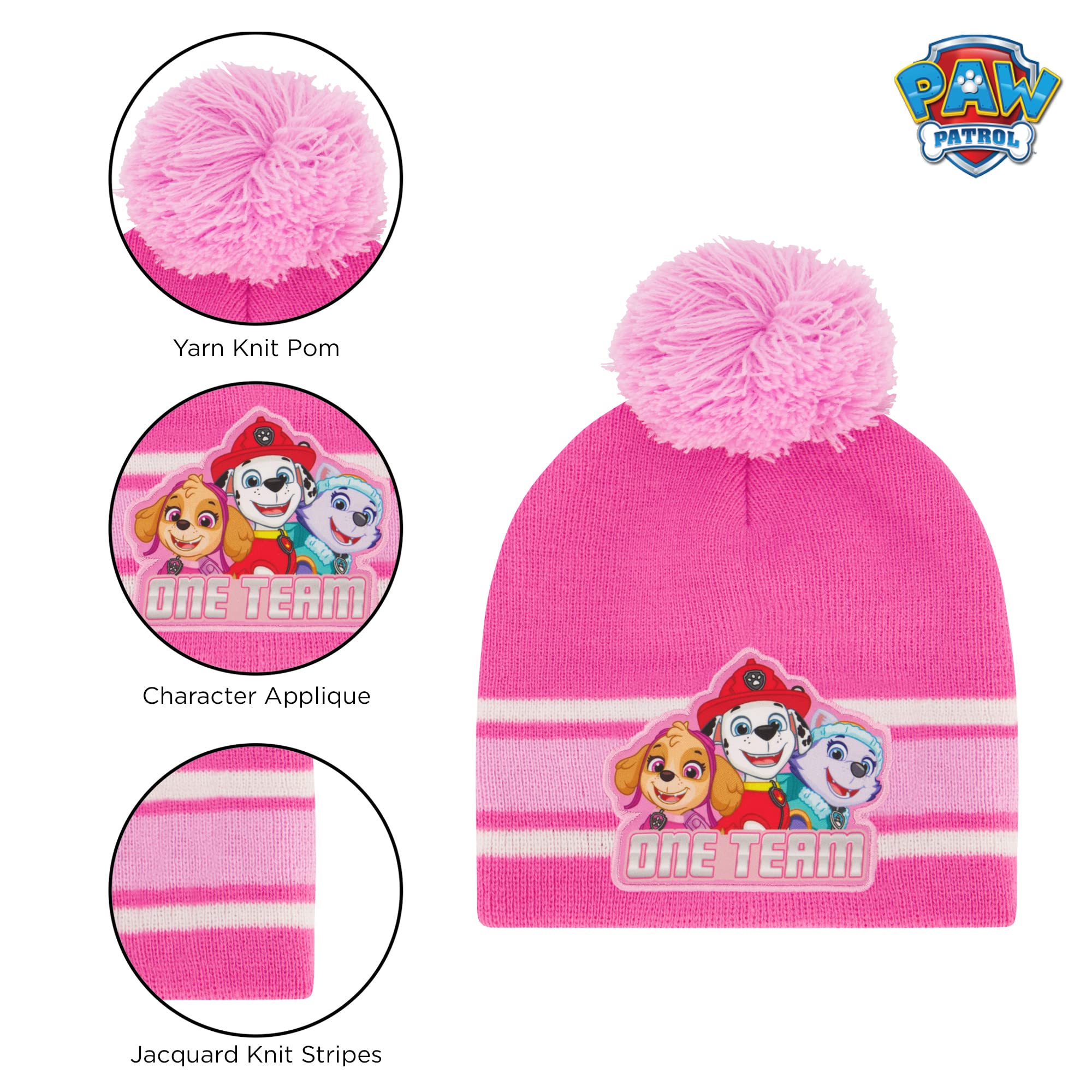 Nickelodeon Girls Toddler Winter Hat, Scarf & Mittens Set 2-4 Or Paw Patrol Marshall Hat, Scarves & Kids Gloves Sets 4-7