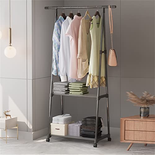 ZHUHW Floor Clothes hat Rack Storage Household Bedroom Clothes Storage Rack Clothes Rack with Wheels