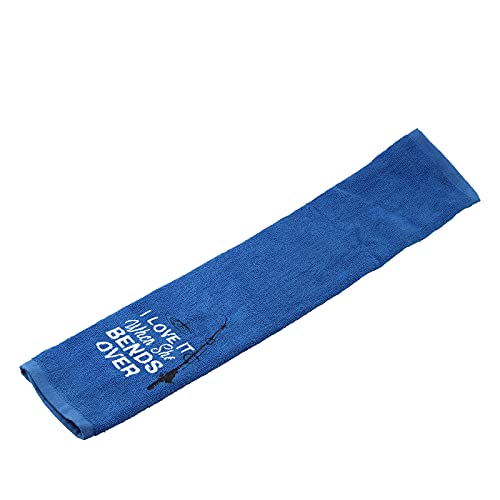 Fishing Towel Fisherman Gift I Love It When She Bends Over Embroidered Towel with Clip (When She Bends Over Towel)