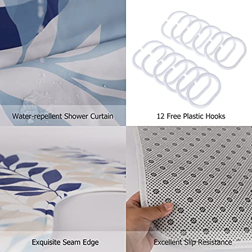 SiMiWOW Lighthouse Shower Curtain Set with Rugs,Nautical Ocean Lighthouse Rugs Bathroom Decor Sets