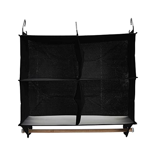 Household Essentials 4 Pocket Wide Organizer with Hangbar, Black