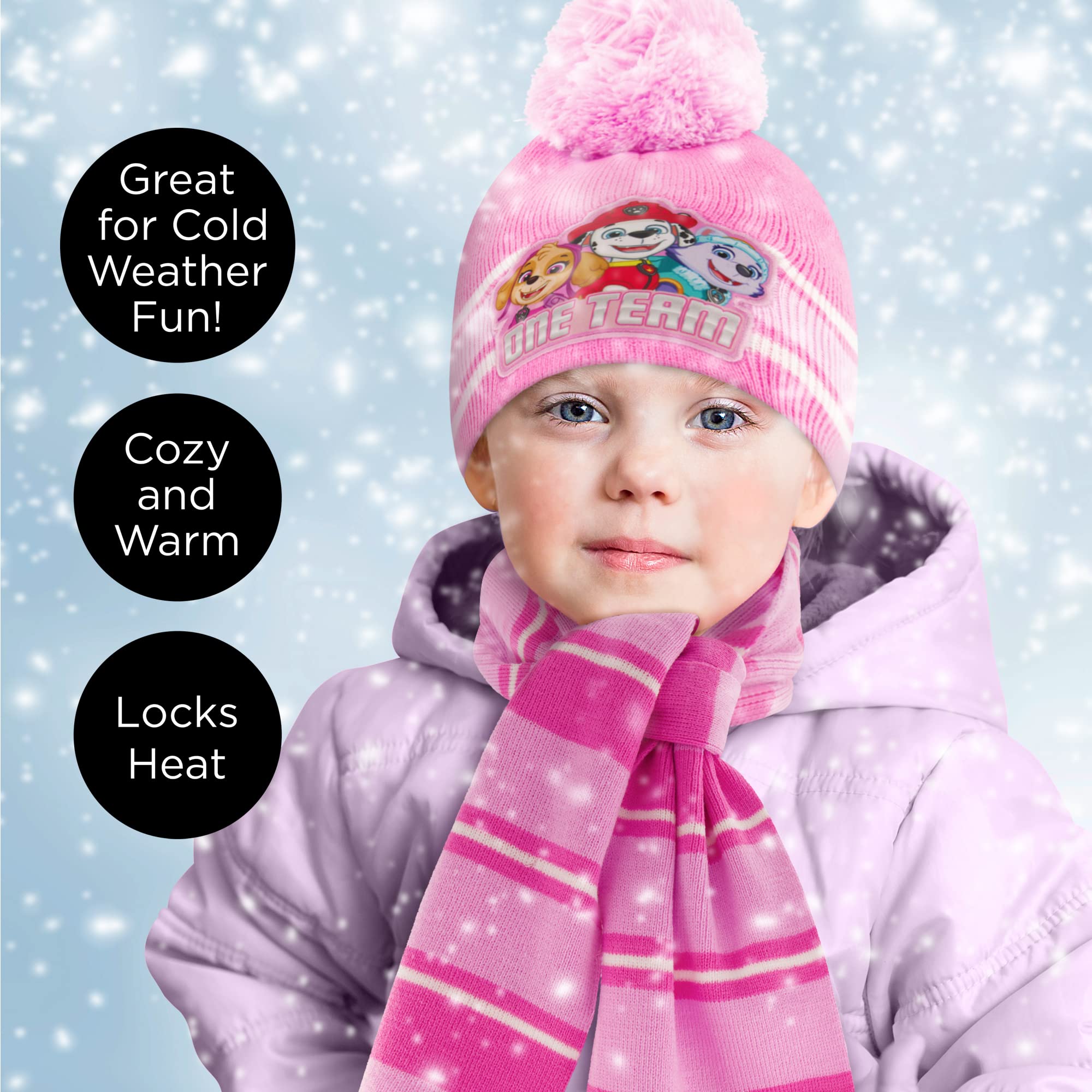 Nickelodeon Girls Toddler Winter Hat, Scarf & Mittens Set 2-4 Or Paw Patrol Marshall Hat, Scarves & Kids Gloves Sets 4-7