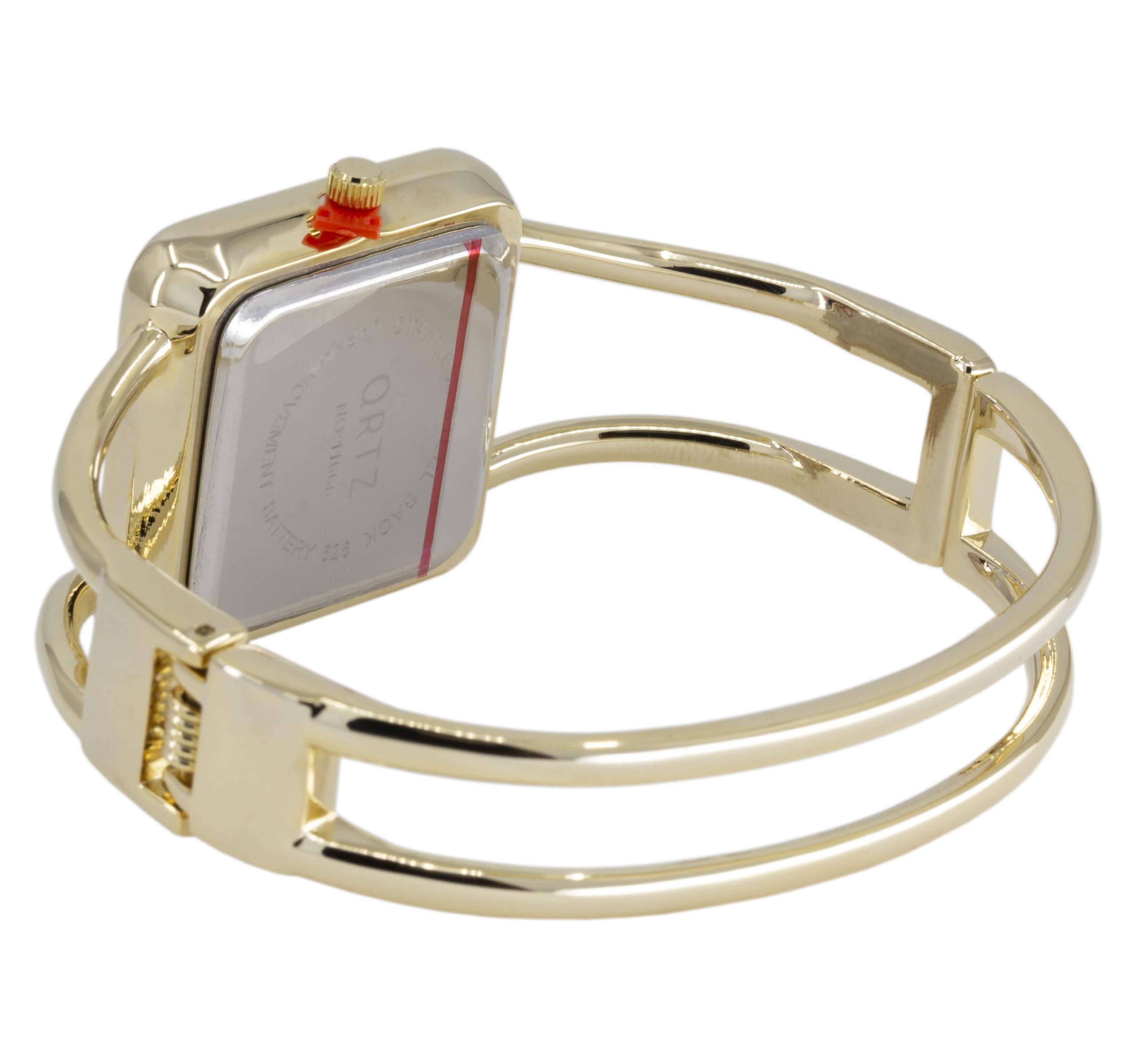 Blekon Collections Womens 30mm Square Elegant Metal Cuff Bangle Fashion Watch (Gold)