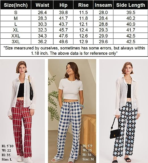 Ekouaer Women Pajama Pants Comfy Pj Bottom with Pockets Stretch Plaid Sleepwear Red and Black Plaid Medium