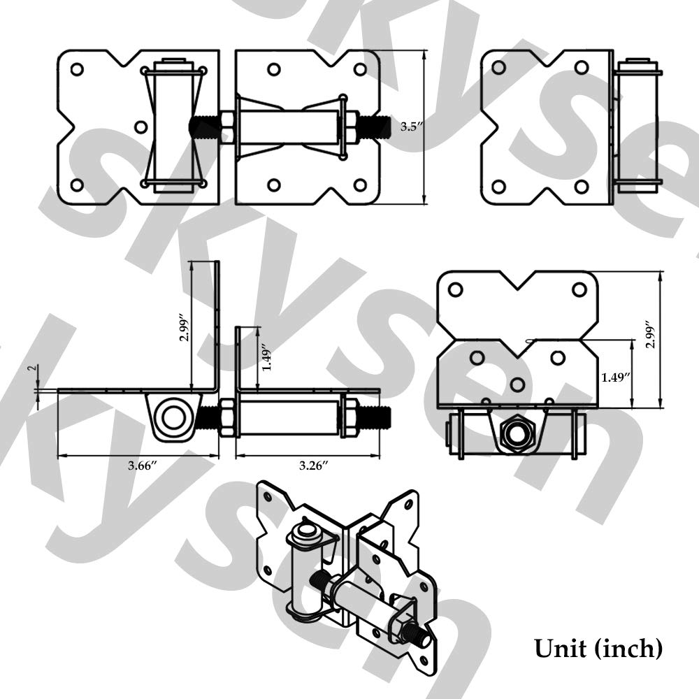 skysen Stainless Steel Vinyl Wood Fence Self Closing Gate Hinges Black(2063 Pair)