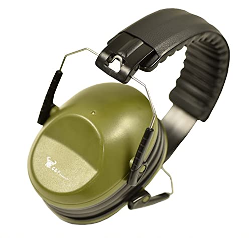Earmuff hearing protection with low profile passive folding design 26dB NRR and reduces up to 125dB , Army Green