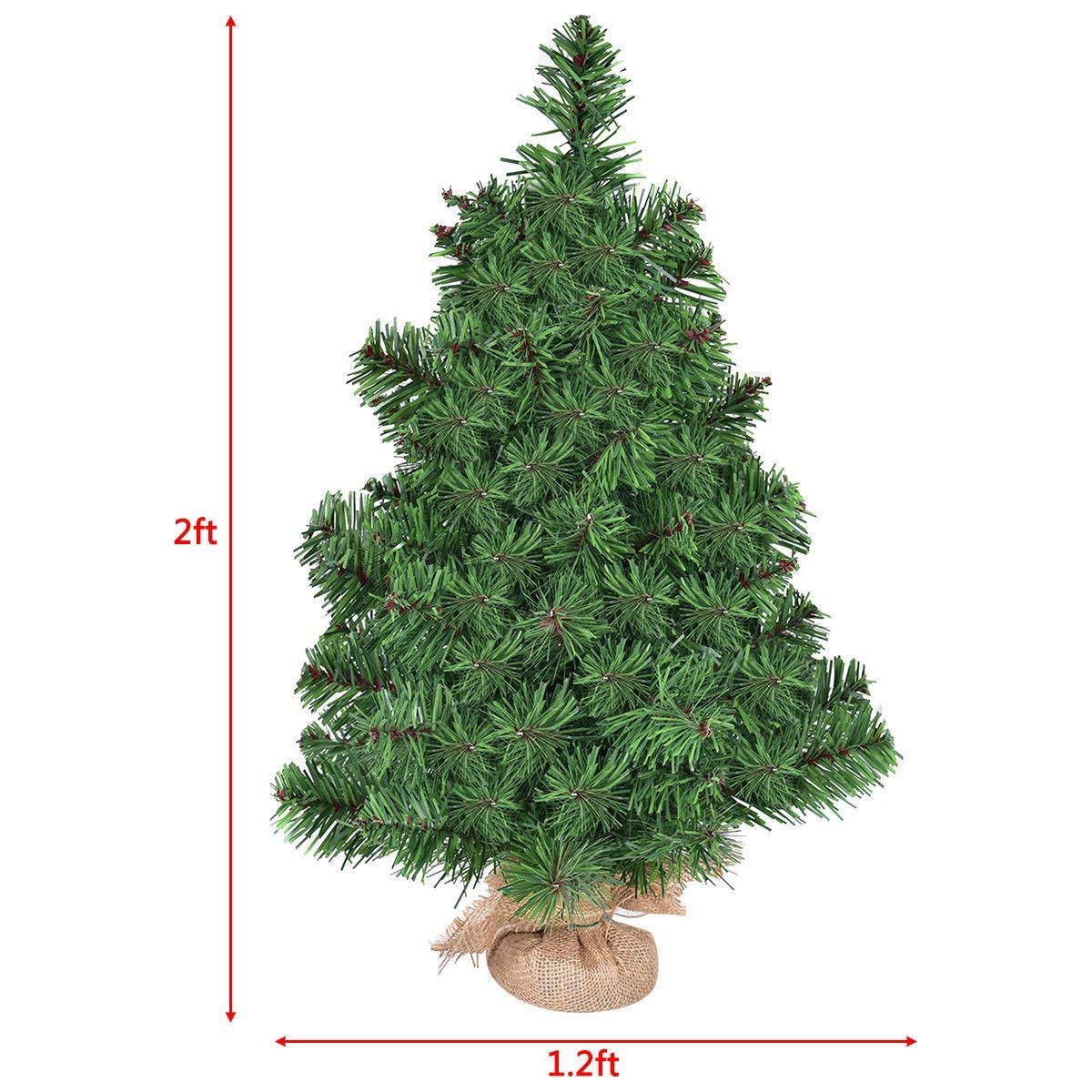 3FT Artificial Tabletop Christmas Tree, Premium Spruce Christmas Tree w/Burlap Base, for Xmas Indoor Decor