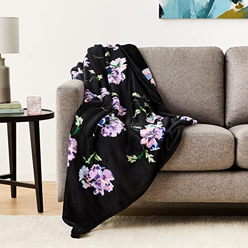 Vera Bradley Women's Plush Throw Blanket, Fleece, Floating Plum Pansies, 80 X 50