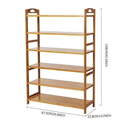 Livebest 6-Tier Entryway Shoe Rack Wooden Shoe Shelf Storage Organizer Cabinet