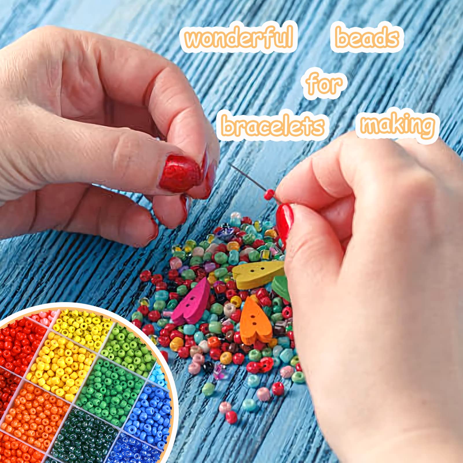 Efivs Arts Glass Seed Beads for Bracelet Making Kit, 24 Colors 6/0 4mm Small Pony Beads Multicolor Beading Beads with Container Box for Jewelry Making - Approx 6000pcs