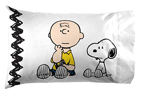 Jay Franco Peanuts Classic Pals 5 Piece Twin Bed Set - Includes Reversible Comforter & Sheet Set - Bedding Features Snoopy & Charlie Brown - Super Soft Fade Resistant Microfiber