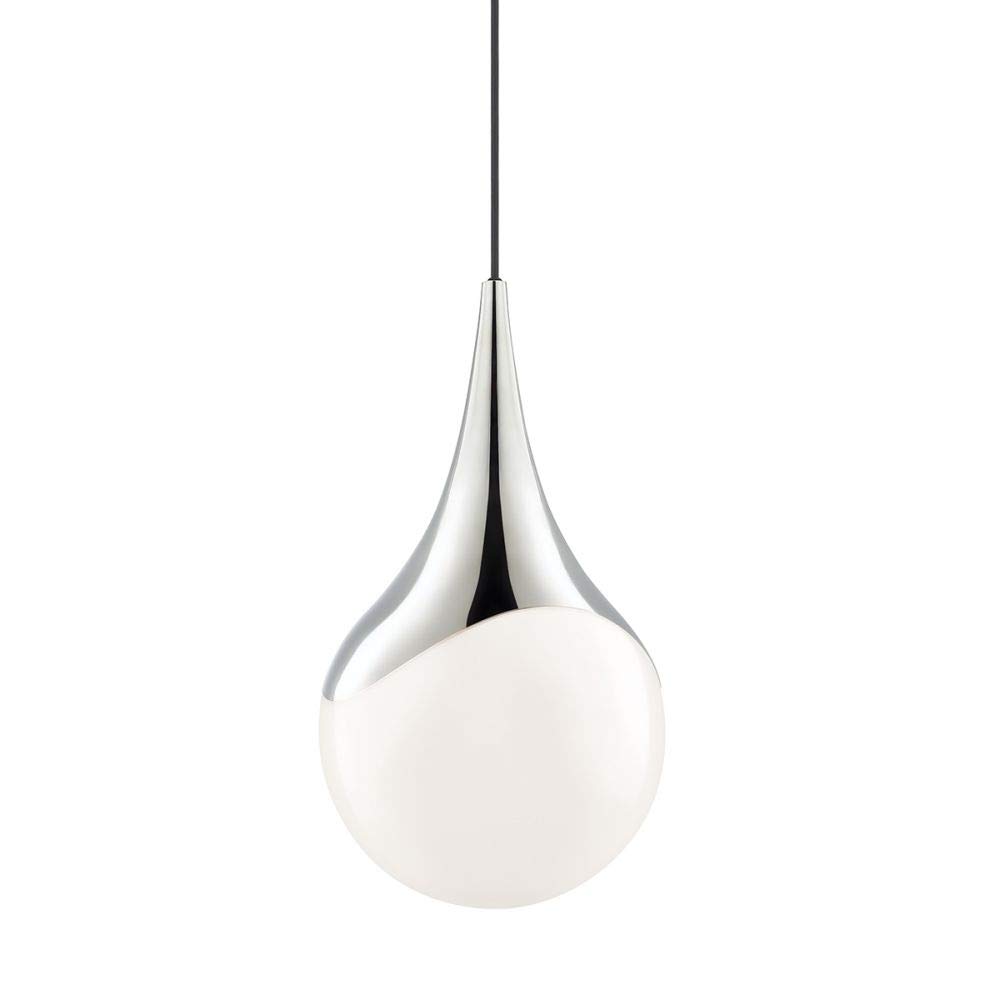 MITZI HUDSON VALLEY LIGHTING H375701L-PN Ariana Pendants, 1-light, 60W, Polished Nickel Finish, Opal Glossy Glass (10.5''W x 19.25''H)