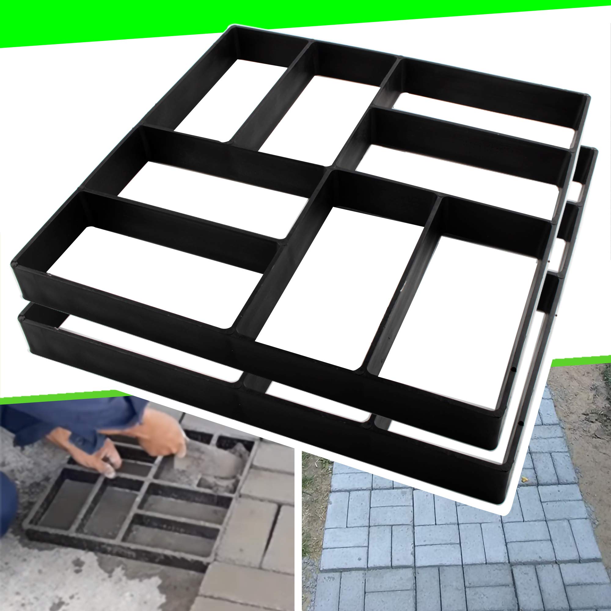2 Pack 15.7"x15.7"x1.57" Walk Path Maker Reused Concrete Molds Pathmate Stone Molding Stepping Stone Paver Walk Way DIY Path Paving Garden Yard Patio Mold (8-Grid)…