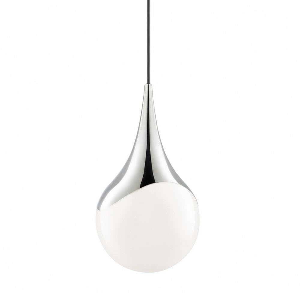MITZI HUDSON VALLEY LIGHTING H375701L-PN Ariana Pendants, 1-light, 60W, Polished Nickel Finish, Opal Glossy Glass (10.5''W x 19.25''H)